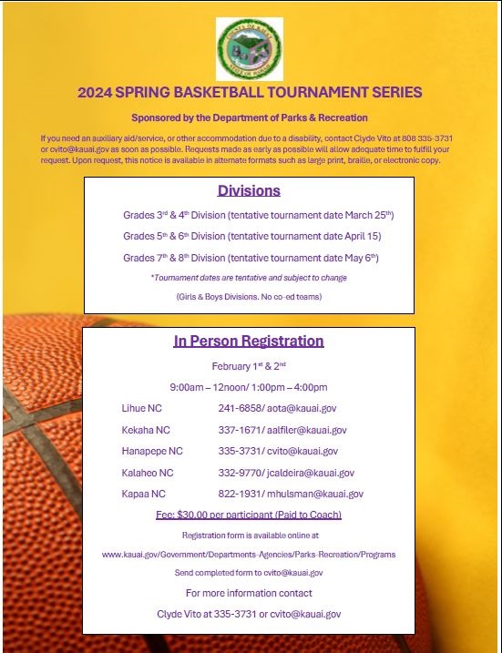 Basketball Programs - Kauai County, HI